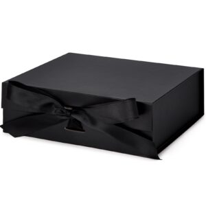 vgoodall black gift box,10.5 x 7.5 x 3.1 inches gift boxes for presents with lids, magnetic closure collapsible groomsman proposal box with ribbon used for halloween, birthday, anniversary present