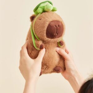 EASELR 12inch Cute Capybara Plush with Turtle Backpack, Capybara Stuffed Animal Soft Capybara Plushies Toy Capybara Doll Pillow Birthday for Kids (with Bag)