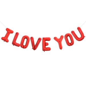 toniful 16 inch i love you balloons valentine’s day decoration letter foil balloons - perfect for romantic valentine's day wedding bridal shower anniversary engagement party supplies（red）