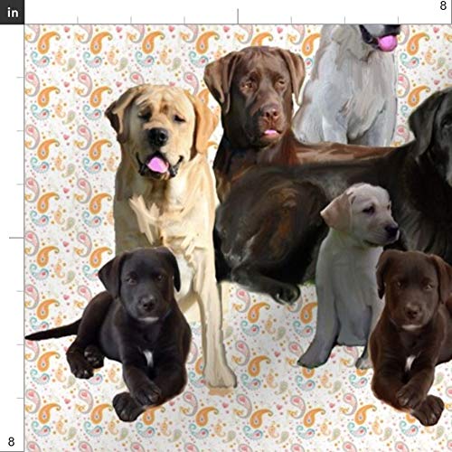 Spoonflower Fabric - Labrador Retriever Retrievers Lab Dogs Animals Paisley Pastel Printed on Petal Signature Cotton Fabric Fat Quarter - Sewing Quilting Apparel Crafts Decor