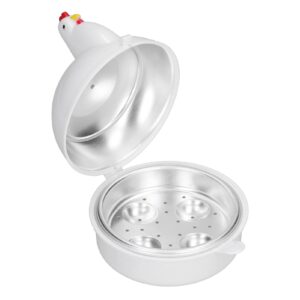 egg cooker microwave egg poacher 4 eggs chicken shaped heat resistant microwave eggs boiler for home kitchen, 12.3x9.5cm