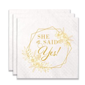 100 pack of she said yes paper napkins for wedding engagement party bridal shower decoration