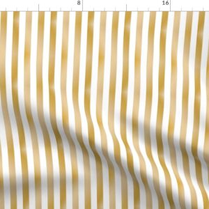 Spoonflower Fabric - Gold Stripe White Geometric Silver Golden Printed on Petal Signature Cotton Fabric by The Yard - Sewing Quilting Apparel Crafts Decor