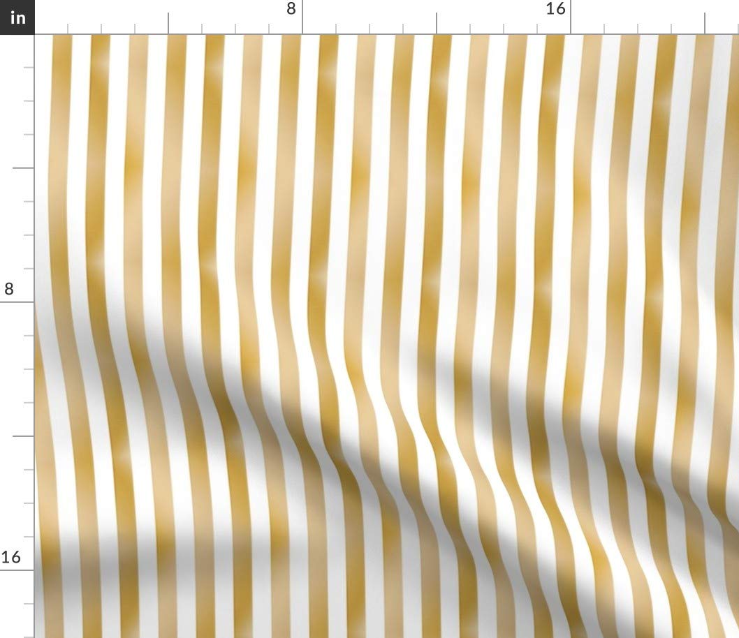 Spoonflower Fabric - Gold Stripe White Geometric Silver Golden Printed on Petal Signature Cotton Fabric by The Yard - Sewing Quilting Apparel Crafts Decor