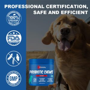 Chinichu Probiotics for Dogs - Digestive Enzymes for Gut Flora, Digestive Health, Diarrhea & Bowel Support - Dog Supplement Soft Chew for Pet Immune System - Clinically Studied DE111 - Duck Flavor