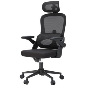 sihoo m102c ergonomic mesh office chair, high back desk chair with 3d armrests, up&down lumbar support, swivel computer task chair with adjustable 2d headrest, tilt function black