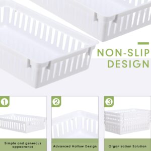 Wenqik Set of 12 Plastic Baskets for Organizing 10.24 x 6.5 x 2.36 Inch Rectangular Trays Plastic Organizer Bins Rectangle for Desk Organization(White)