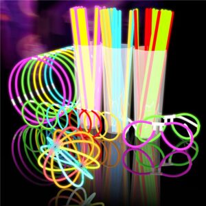 Glow Fever 209pcs Glow Sticks Bulk Party Pack includes 100 8" Glow Sticks and 109 Accessories, with bonus connectors for glow sphere and eye glasses, for Party Festivals Rave Halloween