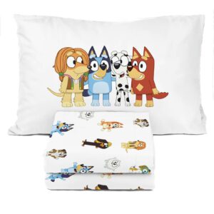 bluey & friends twin sheet set - 3 piece kids bedding set includes pillow cover - super soft microfiber sheets