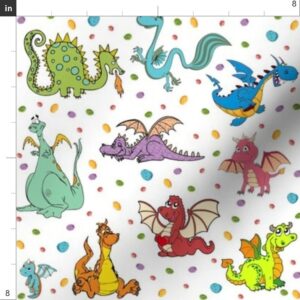 Spoonflower Fabric - Dragon, Purple, Pink, Green, Kids, Whimsical, Magical, Nursery, Printed on Petal Signature Cotton Fabric by The Yard - Sewing Quilting Apparel Crafts Decor