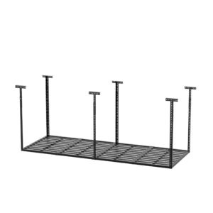 3x8 overhead garage storage rack - heavy duty garage ceiling storage racks - adjustable ceiling mounted garage storage organization system - hanging garage shelving - 750lbs weight capacity - black