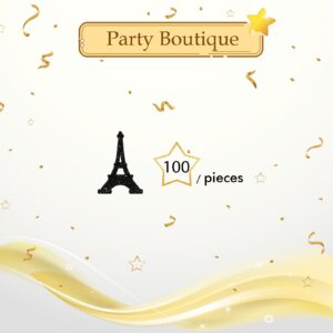 100pcs Eiffel Tower Confetti, Black Glitter Paris Party Table Confetti, Paris French Theme Party Paper Scatters, Baby Shower/Bridal Shower Party Table Decoration