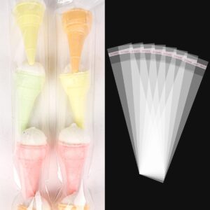 QINGZHE 100 Pcs Self Sealing Cellophane Bags 2x10 Inches Clear Pretzel Rod Bags, Resealable Bag for Packaging ICY Candy Popsicle,Gifts, Favors, Products