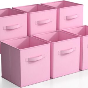 Sorbus 11 Inch Cube Storage Bins Bundle - Pastel Rainbow Set of 8 & Pastel Pink Set of 6 (12 Storage Bins)