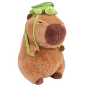 easelr 12inch cute capybara plush with turtle backpack, capybara stuffed animal soft capybara plushies toy capybara doll pillow birthday for kids (with bag)