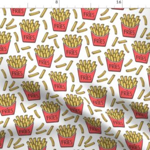 Spoonflower Fabric - French Fries Food Red White Autumn Fall Spring Summer Pop Art Dinner Printed on Petal Signature Cotton Fabric Fat Quarter - Sewing Quilting Apparel Crafts Decor