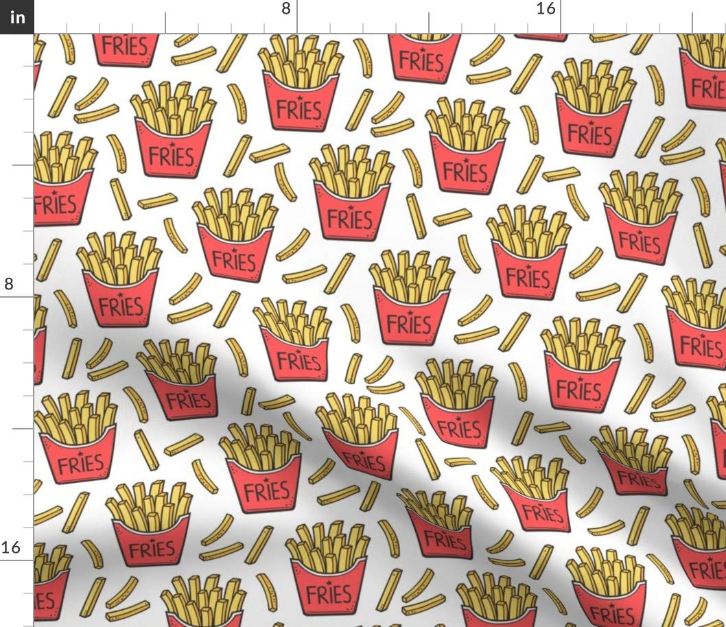 Spoonflower Fabric - French Fries Food Red White Autumn Fall Spring Summer Pop Art Dinner Printed on Petal Signature Cotton Fabric Fat Quarter - Sewing Quilting Apparel Crafts Decor