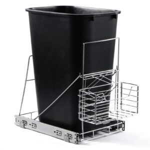 pull out trash can under cabinet,adjustable under sink trash can pull out kit with removable basket,slide roll out kitchen trash can rack,fit for most 7-11 gallon garbage can (trash can not included)