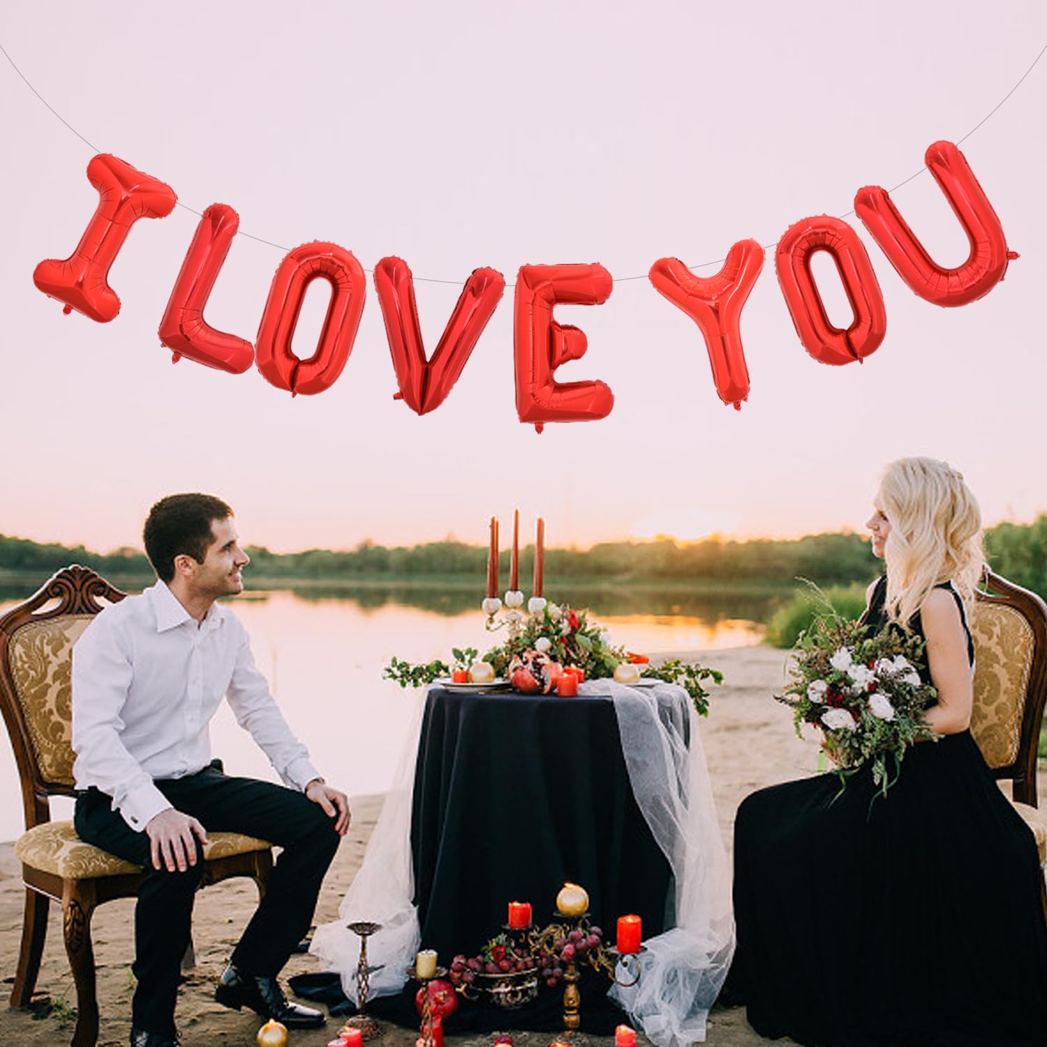 TONIFUL 16 Inch I Love You Balloons Valentine’s Day Decoration Letter Foil Balloons - Perfect for Romantic Valentine's Day Wedding Bridal Shower Anniversary Engagement Party Supplies（Red）