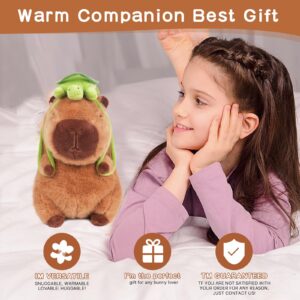 EASELR 12inch Cute Capybara Plush with Turtle Backpack, Capybara Stuffed Animal Soft Capybara Plushies Toy Capybara Doll Pillow Birthday for Kids (with Bag)