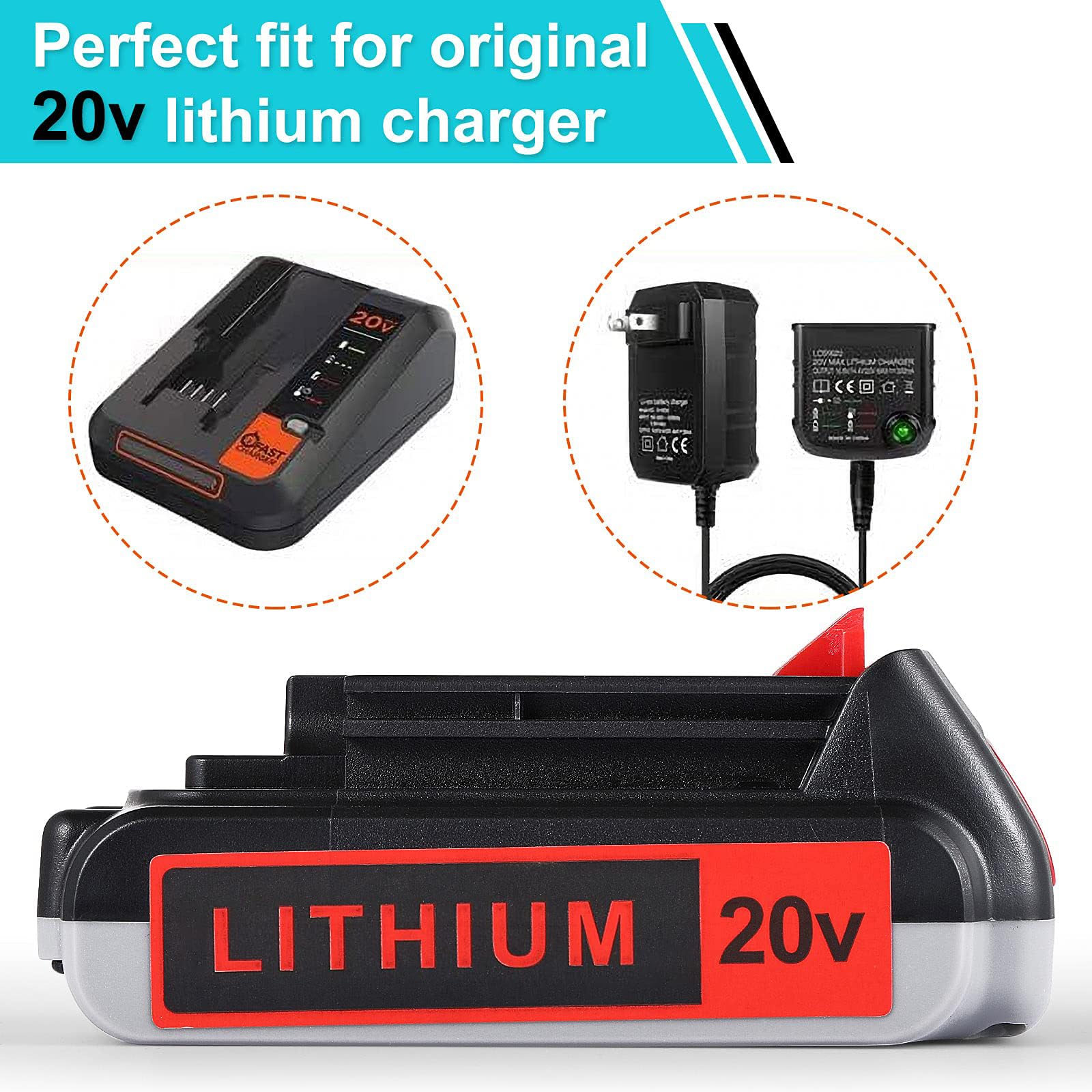 UADCA Outlet Replace Battery for Black and Decker 20v Lithium Battery 3000mAh LBXR20 LBXR2040 LB20 LBX20 LB2X4020-OPE LBXR20B-2 Black Decker 20v Battery