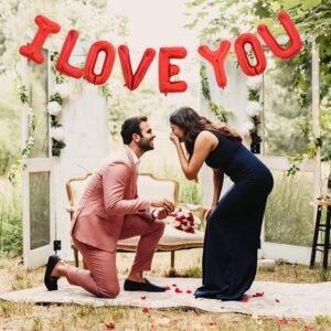 TONIFUL 16 Inch I Love You Balloons Valentine’s Day Decoration Letter Foil Balloons - Perfect for Romantic Valentine's Day Wedding Bridal Shower Anniversary Engagement Party Supplies（Red）