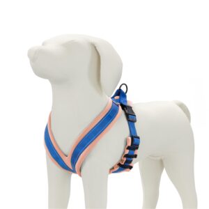 good scout dog harness large sized dog, heavy duty padded dog vest harness, durable dog body harness, adjustable for a comfortable & safe fit, d-ring for quick leash attachment, blue/blush