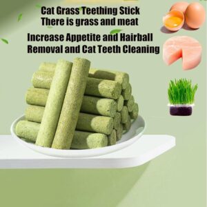 EZGHAR Cat Grass Teething Stick, Cat Grass Teething Stick Cuddles and Meow, Cat Grass Teething Stick Chicken, Cat Grass Teething Sticks for Indoor Cats (5 Bags / 30 Pcs)