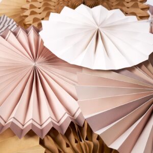 SUNBEAUTY 11 PCS Paper Fans Decorations Brown Party Decorations Natural Party Decorations Rustic Birthday Decorations Boho Party Decorations for Birthday Wedding Bridal Shower Baby Shower