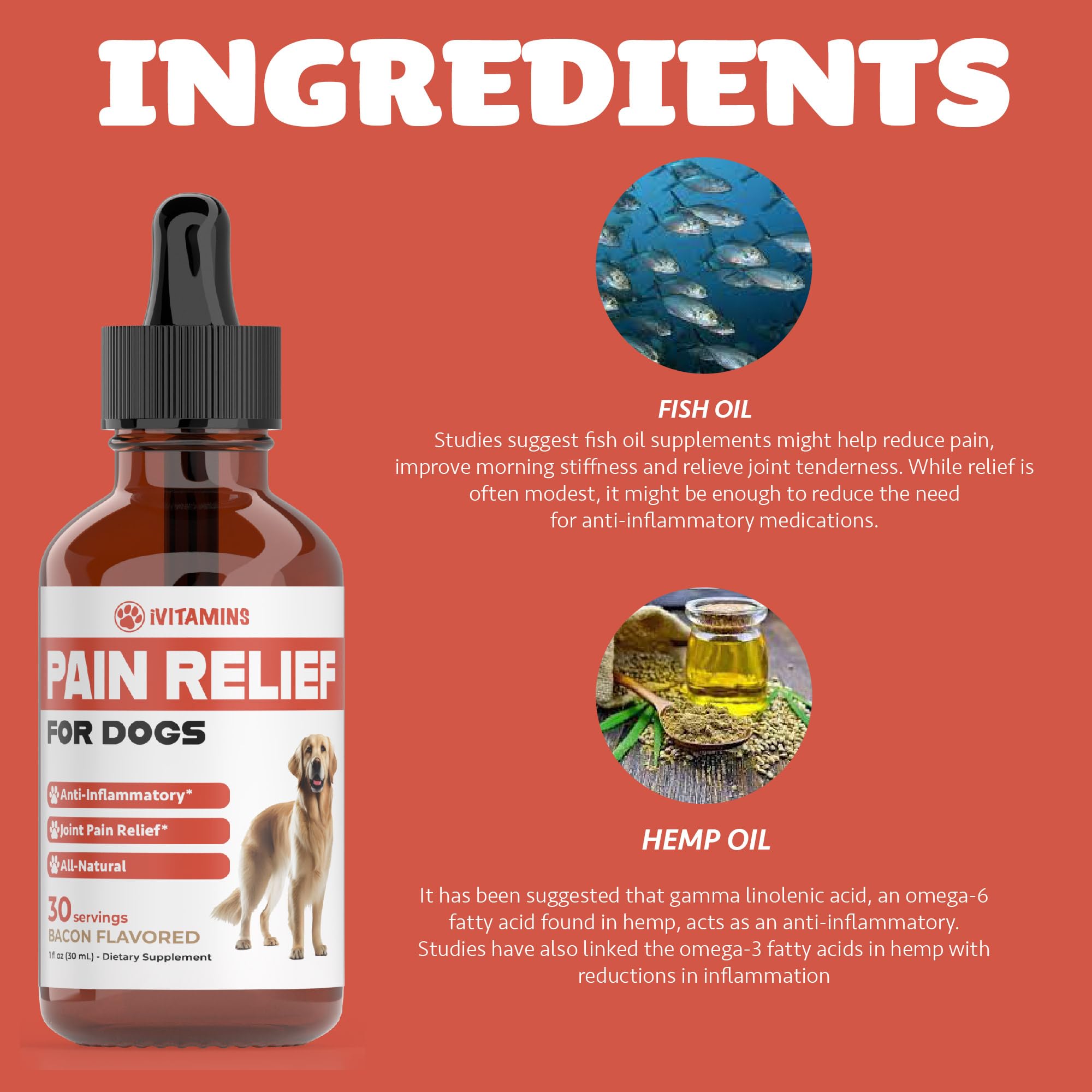 Natural Pain Relief for Dogs | Dog Pain Relief | May Help with Joint, Hip, Heart Health & Much More | Pain Relief for Dogs for Older Dogs | Dog Supplements & Vitamins | Dog Joint Pain Relief | 1 fl oz