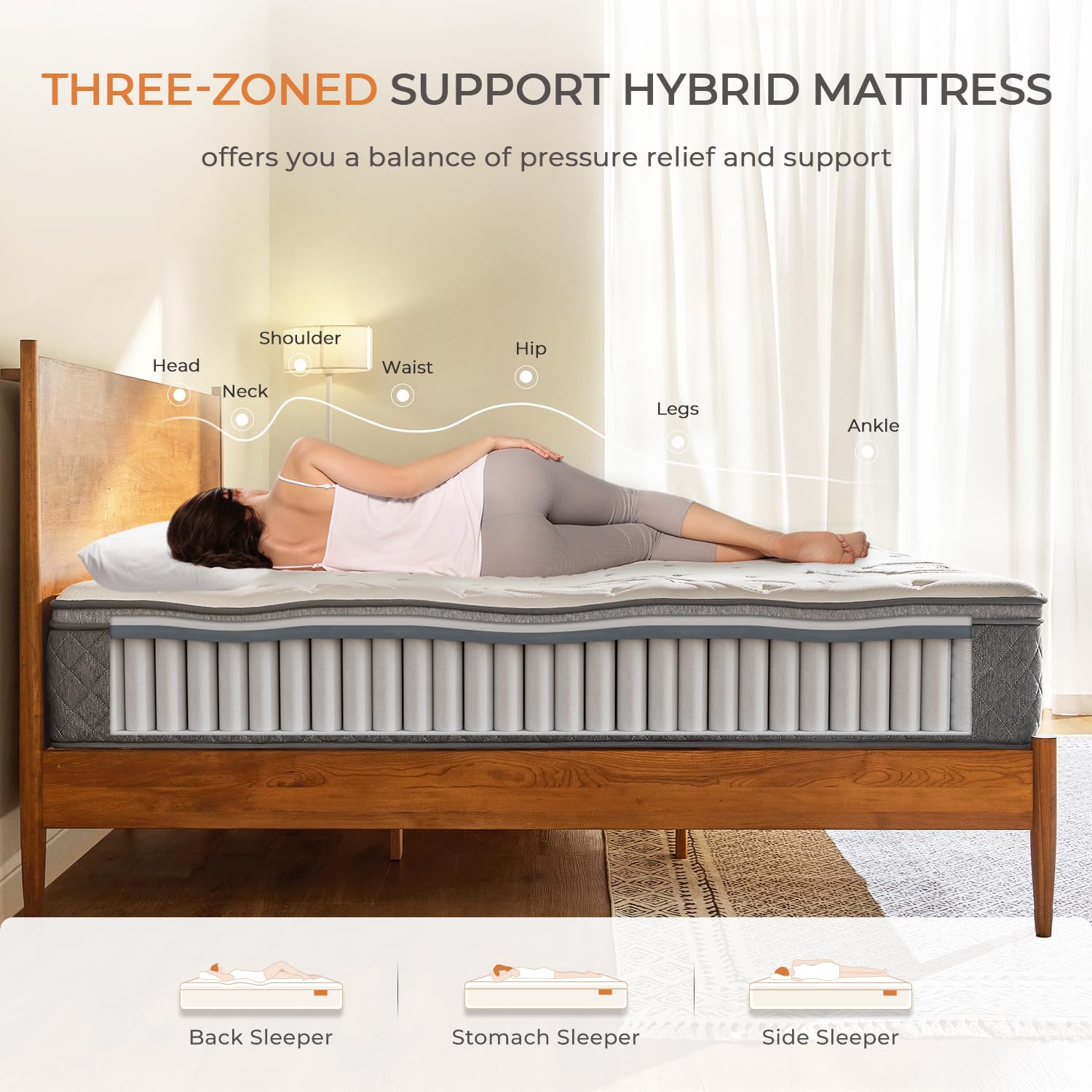 Sweetnight Queen Mattress - 12 Inch Queen Bed Mattress in a Box, Hybrid Queen Size Mattress with Pocketed Coils for Comfort Sleep and Balanced Support