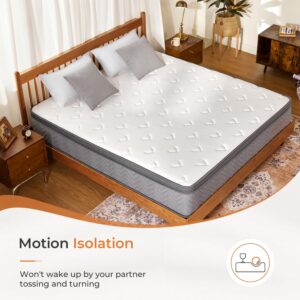 Sweetnight King Mattress,12 Inch Hybrid Mattress with Individual Pocketed Coils for Pressure Relief & Motion Isolation, Nimbus