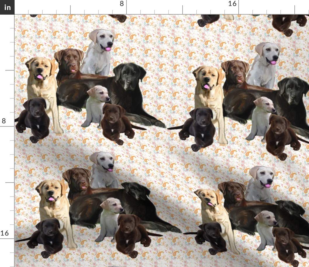 Spoonflower Fabric - Labrador Retriever Retrievers Lab Dogs Animals Paisley Pastel Printed on Petal Signature Cotton Fabric Fat Quarter - Sewing Quilting Apparel Crafts Decor