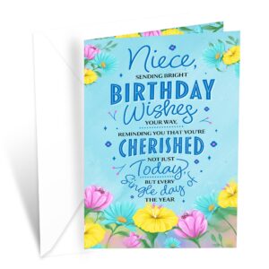 prime greetings birthday card niece, made in america, eco-friendly, thick card stock with premium envelope 5in x 7.75in, packaged in protective mailer