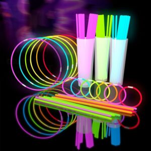 glow fever 209pcs glow sticks bulk party pack includes 100 8" glow sticks and 109 accessories, with bonus connectors for glow sphere and eye glasses, for party festivals rave halloween