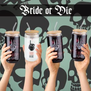 Umigy 6 Pcs Bride or Die Bachelorette Party Decorations 16 oz Till Death Do Us Party Can Shaped Glass Cups Bridesmaid Proposal Gifts Wine Tumblers for Wedding Bridal Shower Proposal Bachelorette Party