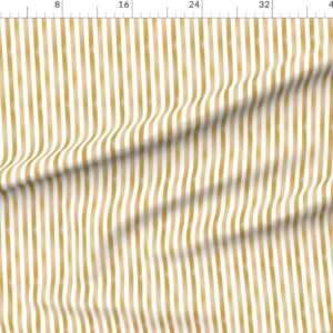 Spoonflower Fabric - Gold Stripe White Geometric Silver Golden Printed on Petal Signature Cotton Fabric by The Yard - Sewing Quilting Apparel Crafts Decor