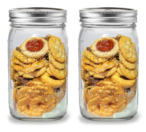 (2 pack) - ball wide mouth 32-ounces quart mason jars with airtight lids and bands - clear glass mason jars for storage, canning, overnight oats, cold brew coffee + m.e.m rubber jar opener included