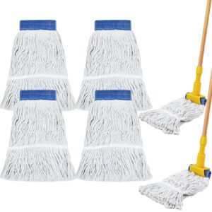 suzile 6 pcs commercial wooden mop industrial cotton mop heads replacement wet floor cleaning mop include 2 pcs 60" long mop handle with jaw clamp 4 pcs interchangeable mop head for home office