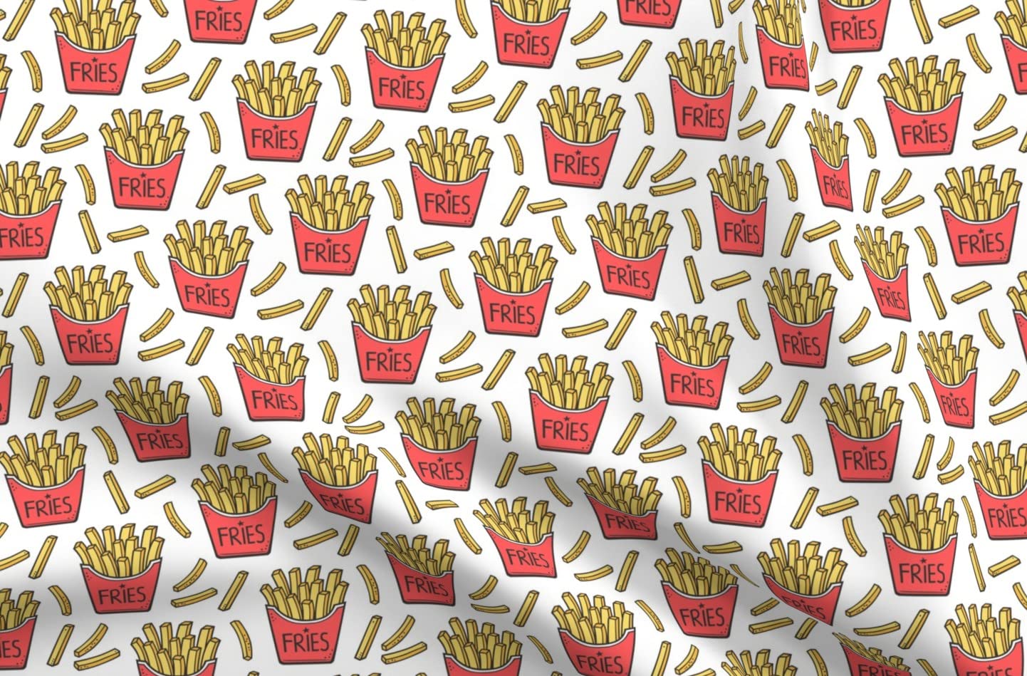 Spoonflower Fabric - French Fries Food Red White Autumn Fall Spring Summer Pop Art Dinner Printed on Petal Signature Cotton Fabric Fat Quarter - Sewing Quilting Apparel Crafts Decor