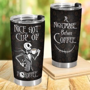 fat mummy Christmas Gifts for Cartoon Lovers, Nightmare Before Coffee Tumbler Stainless Steel with Lid, Skeleton Mug, Christmas Movie Cup, Birthday Gifts for Movie Lovers