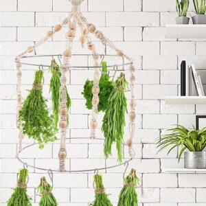 zudksuy double hanging drying rack with 15 hooks hand-woven hanging vegetable drying rack, air-dried vegetable and dried fruit rack for air-dried plants, spices and flowers