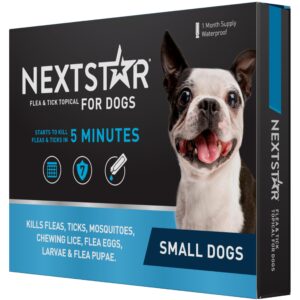 nextstar flea and tick prevention for dogs, repellent, and control, fast acting waterproof topical drops for small dogs, 1 month dose