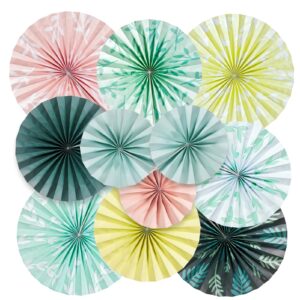 sunbeauty 11 pcs sage green paper fans decoration ceiling decor leaves paper fans decoration boho classroom decor hanging paper fans decor for wedding bridal birthday baby shower