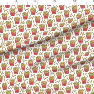 Spoonflower Fabric - French Fries Food Red White Autumn Fall Spring Summer Pop Art Dinner Printed on Petal Signature Cotton Fabric Fat Quarter - Sewing Quilting Apparel Crafts Decor