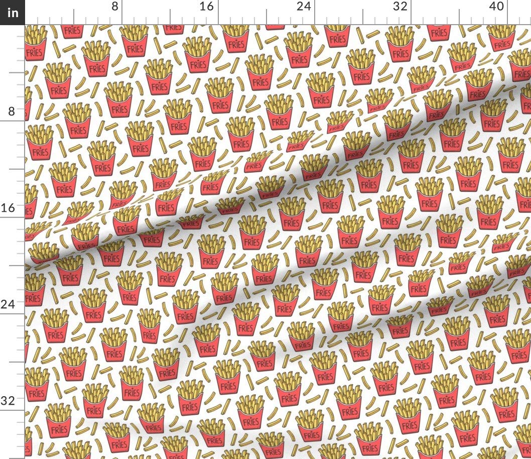 Spoonflower Fabric - French Fries Food Red White Autumn Fall Spring Summer Pop Art Dinner Printed on Petal Signature Cotton Fabric Fat Quarter - Sewing Quilting Apparel Crafts Decor