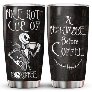 fat mummy christmas gifts for cartoon lovers, nightmare before coffee tumbler stainless steel with lid, skeleton mug, christmas movie cup, birthday gifts for movie lovers