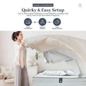 Aylas Furniture Queen Size Mattress - 12 Inch Cool Memory Foam & Spring Hybrid Mattress with Breathable Cover - Tight Top - Rolled in a Box by Oliver & Smith