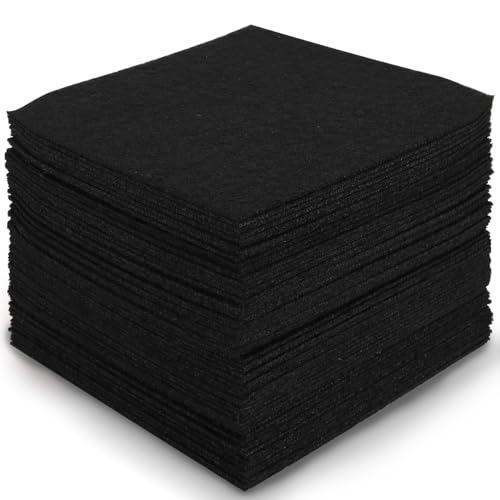 60PCS Felt Sheets Fabric, 4" X 4" Soft Felt Fabric for Crafts Halloween Christmas Fabric Fall Felt Squares for DIY and Sewing Projects (Black)