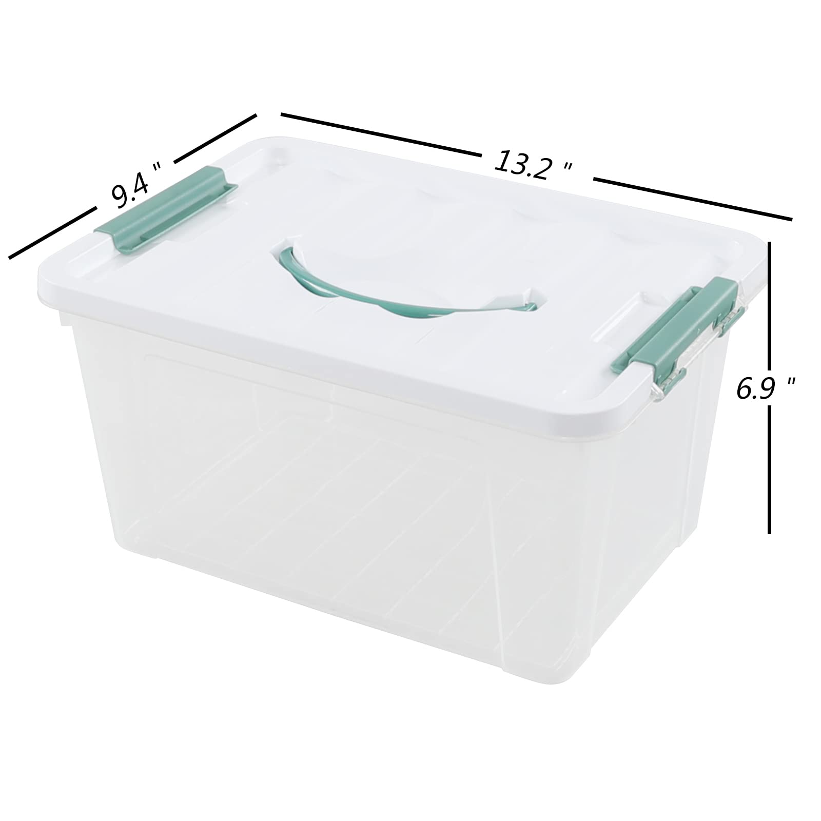 Yarebest 14 Quart Clear Latching Box with Lid & handle, Plastic Storage Tote Set of 6